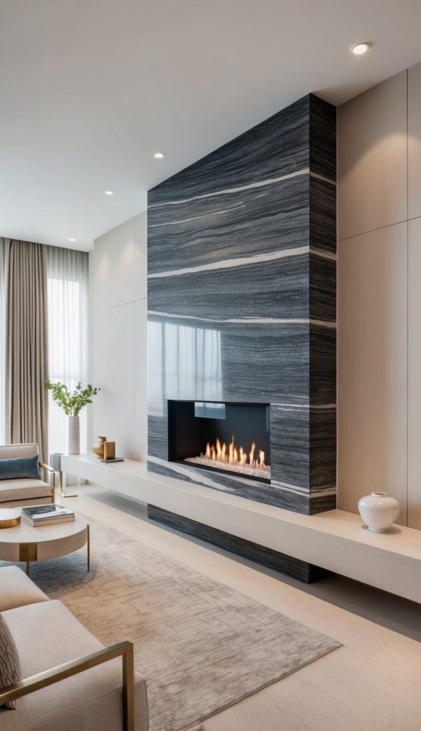 28 Modern Stone Fireplace Ideas for Sleek Sophistication: Elevate Your ...
