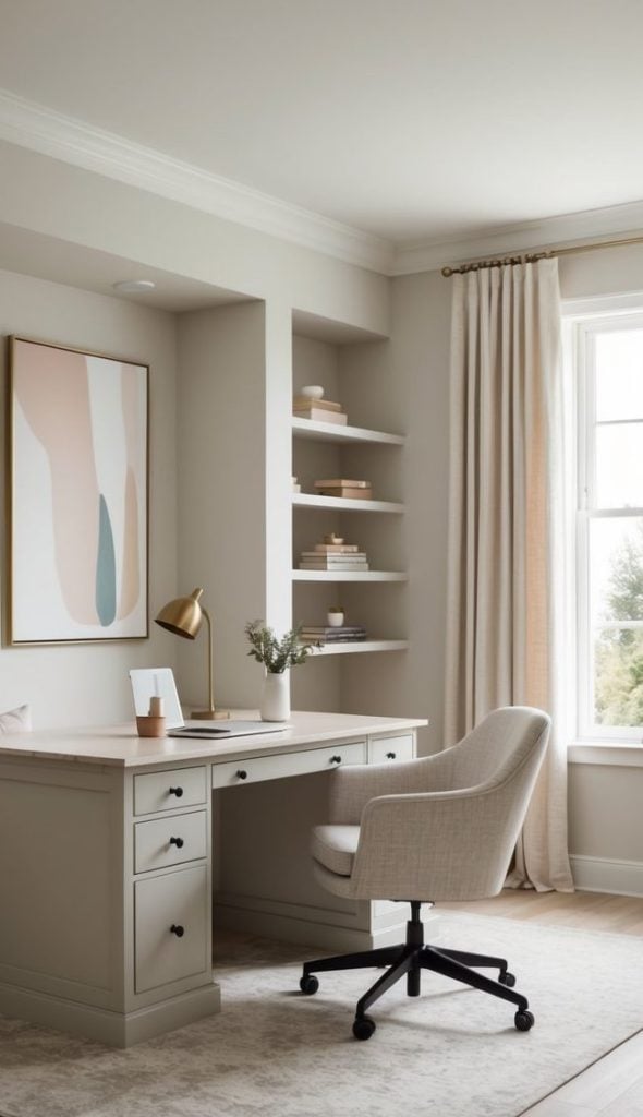 30 Neutral Home Office Decor Ideas for a Serene Workspace - We Heart Cozy
