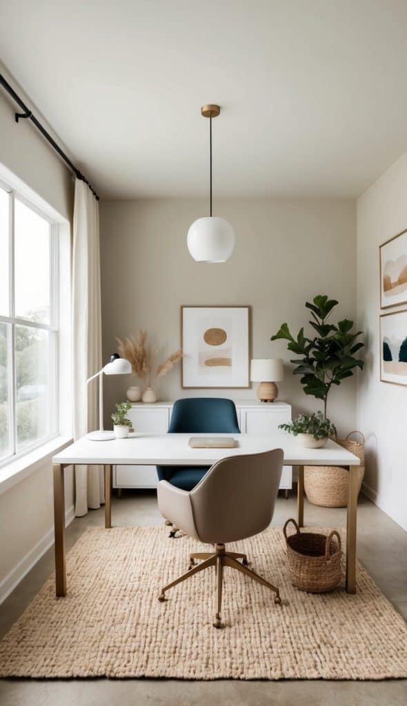 30 Neutral Home Office Decor Ideas for a Serene Workspace - We Heart Cozy