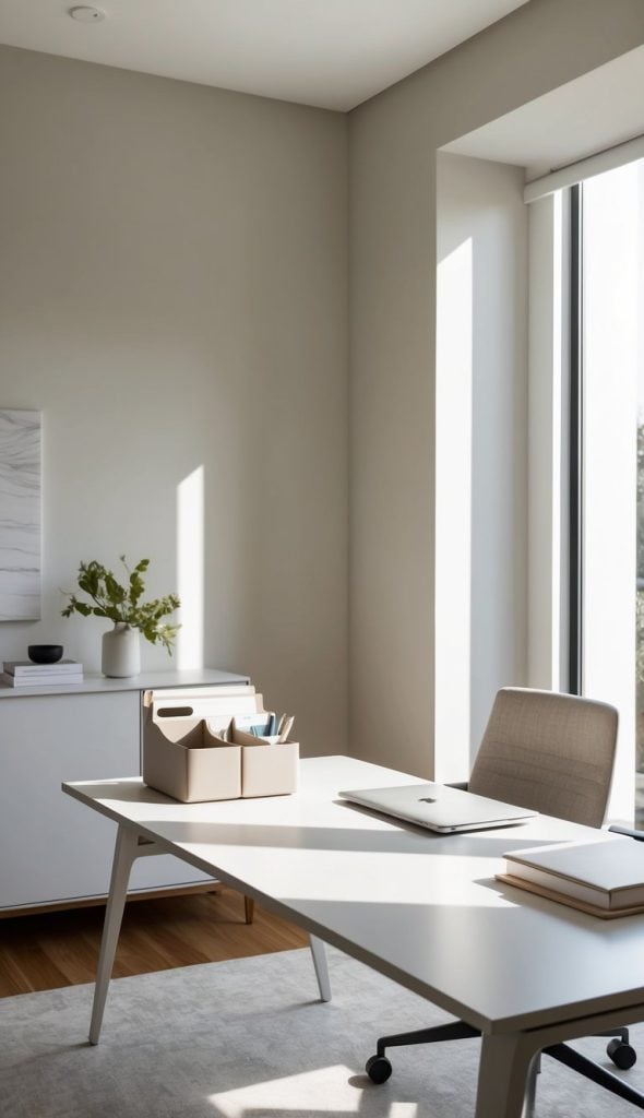 30 Neutral Home Office Decor Ideas for a Serene Workspace - We Heart Cozy