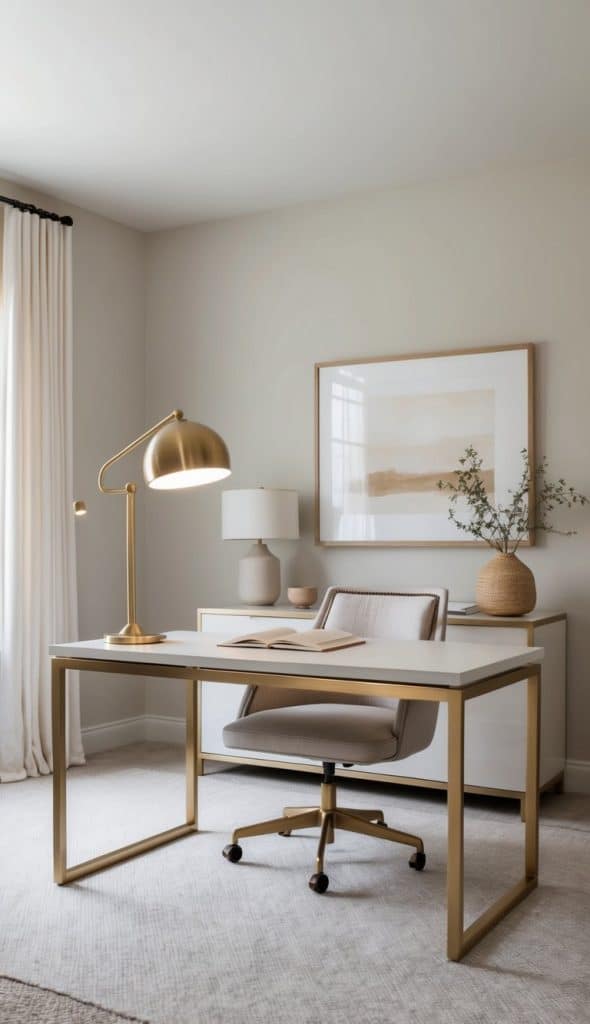 30 Neutral Home Office Decor Ideas for a Serene Workspace - We Heart Cozy
