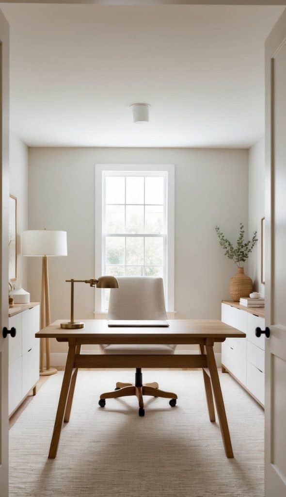 30 Neutral Home Office Decor Ideas for a Serene Workspace - We Heart Cozy