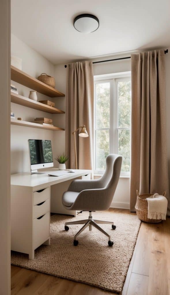 30 Neutral Home Office Decor Ideas for a Serene Workspace - We Heart Cozy