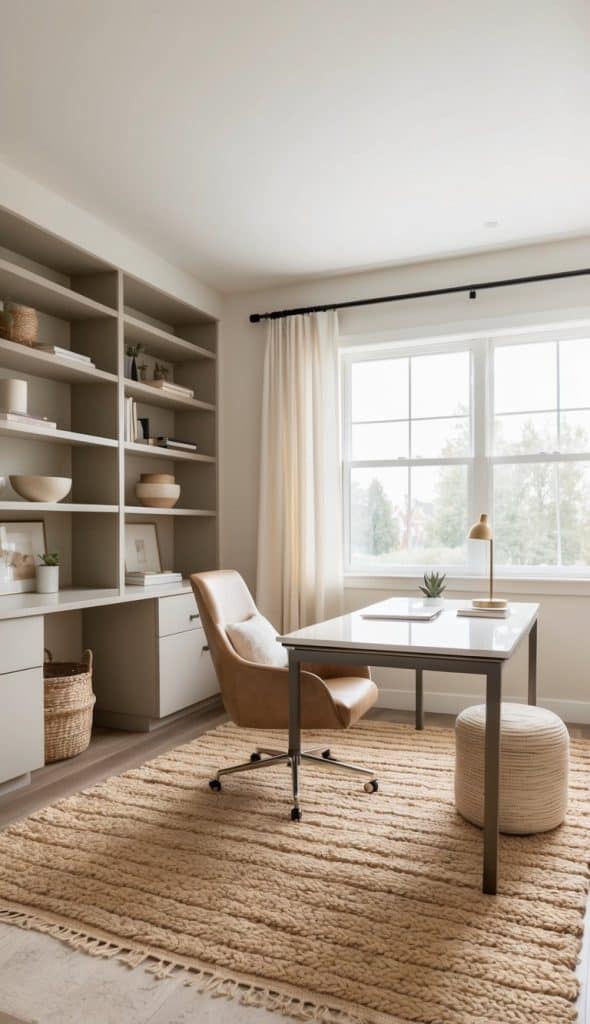 30 Neutral Home Office Decor Ideas for a Serene Workspace - We Heart Cozy